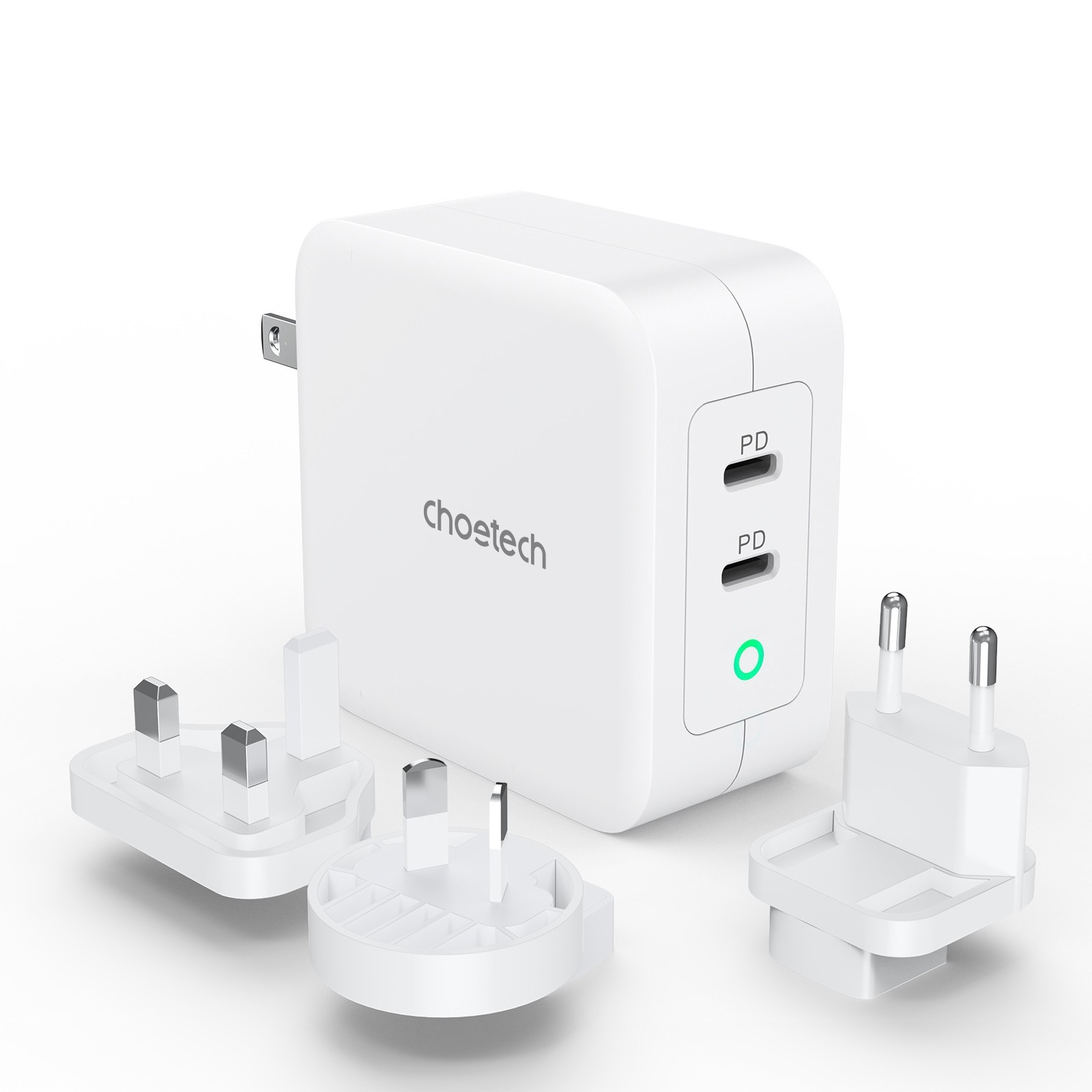 Choetech PD6008 GAN dual USB-C 100W AC adapter + Free travel charger ...