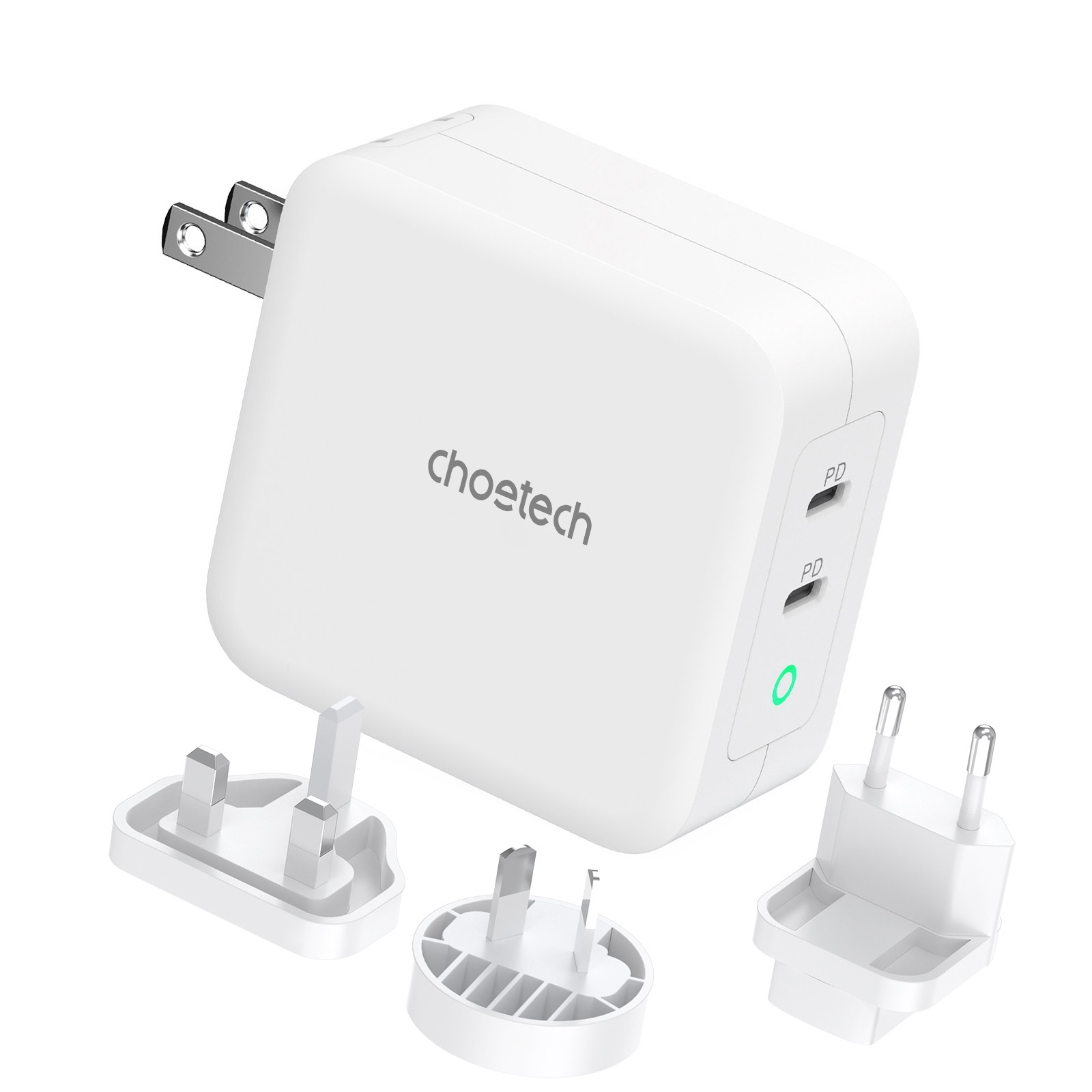 Choetech PD6008 GAN dual USB-C 100W AC adapter + Free travel charger ...