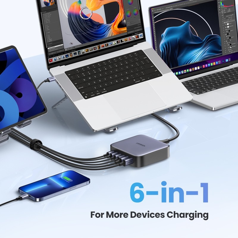 UGREEN 35044A - 200W USB C Desktop Charger Nexode 6 Ports GaN PD Fast ...