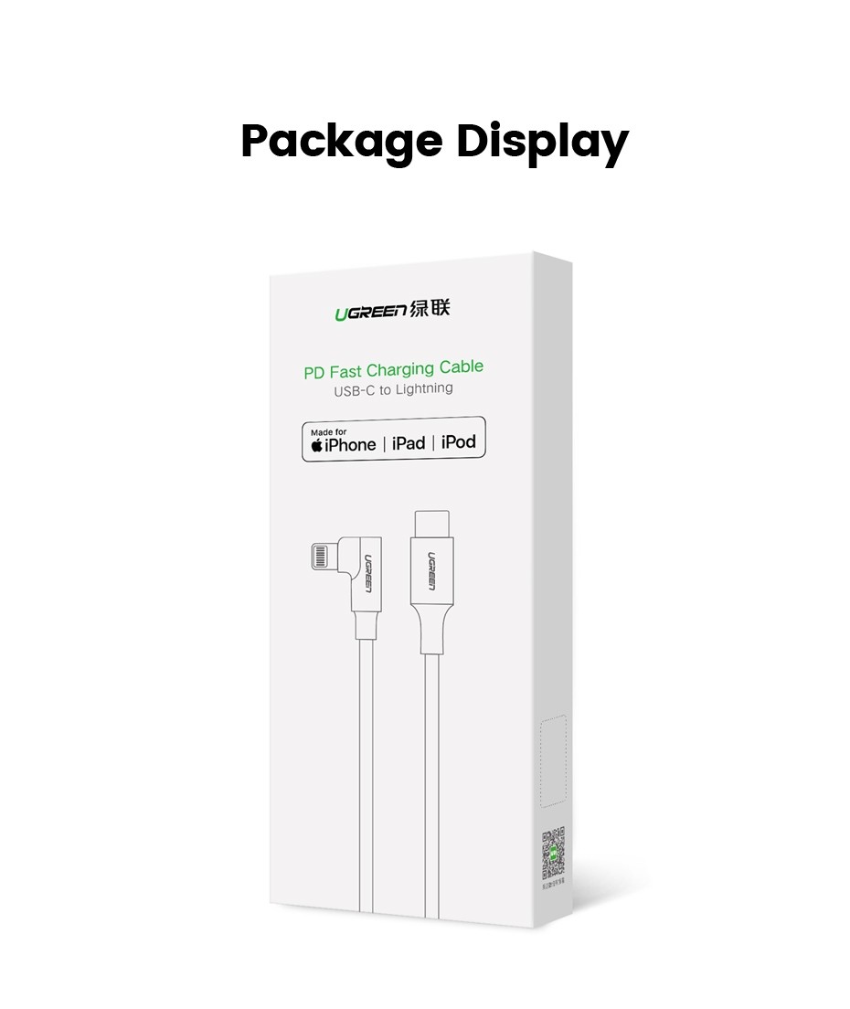 UGREEN 60765 USB-C to Lightning 90 Degree Cable 2M