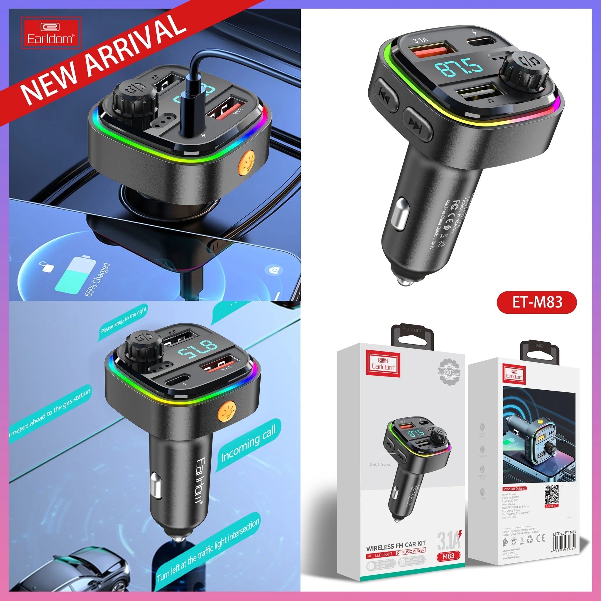 TEQ (Earldom) M83 Wireless Car Kit FM Transmitter